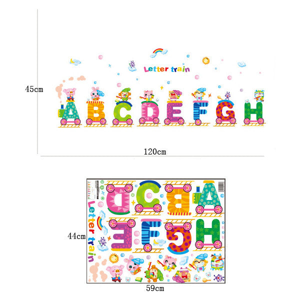Childrens Room Decor Animal Letters Train Colorful Mural Wall Art Viny ...